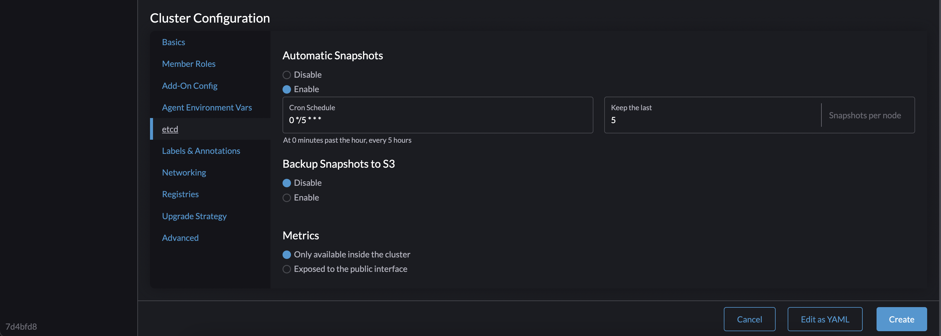 Cron Job's description not available in recurring snapshots section in ...