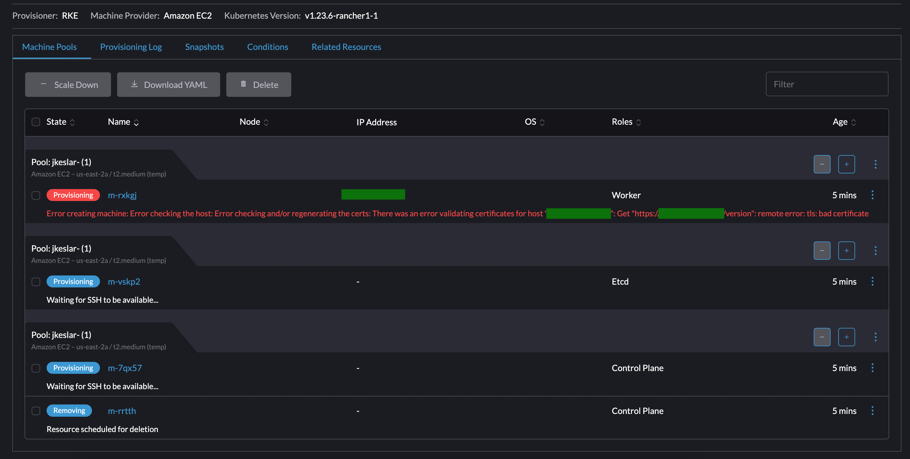 Downstream RKE1 Cluster fails to provision · Issue #37913 · rancher/rancher · GitHub