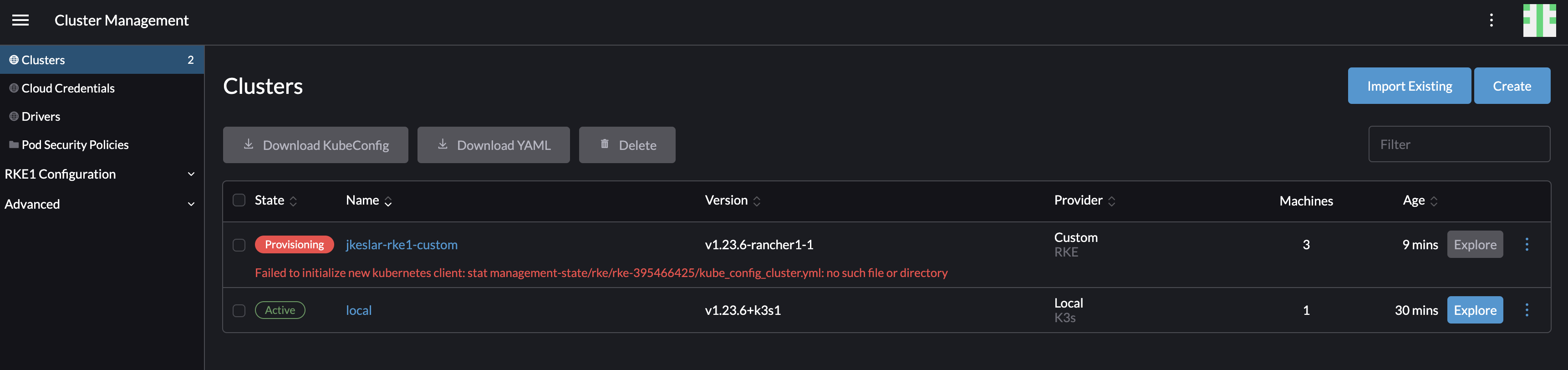 Downstream RKE1 Cluster fails to provision · Issue #37913 · rancher/rancher · GitHub