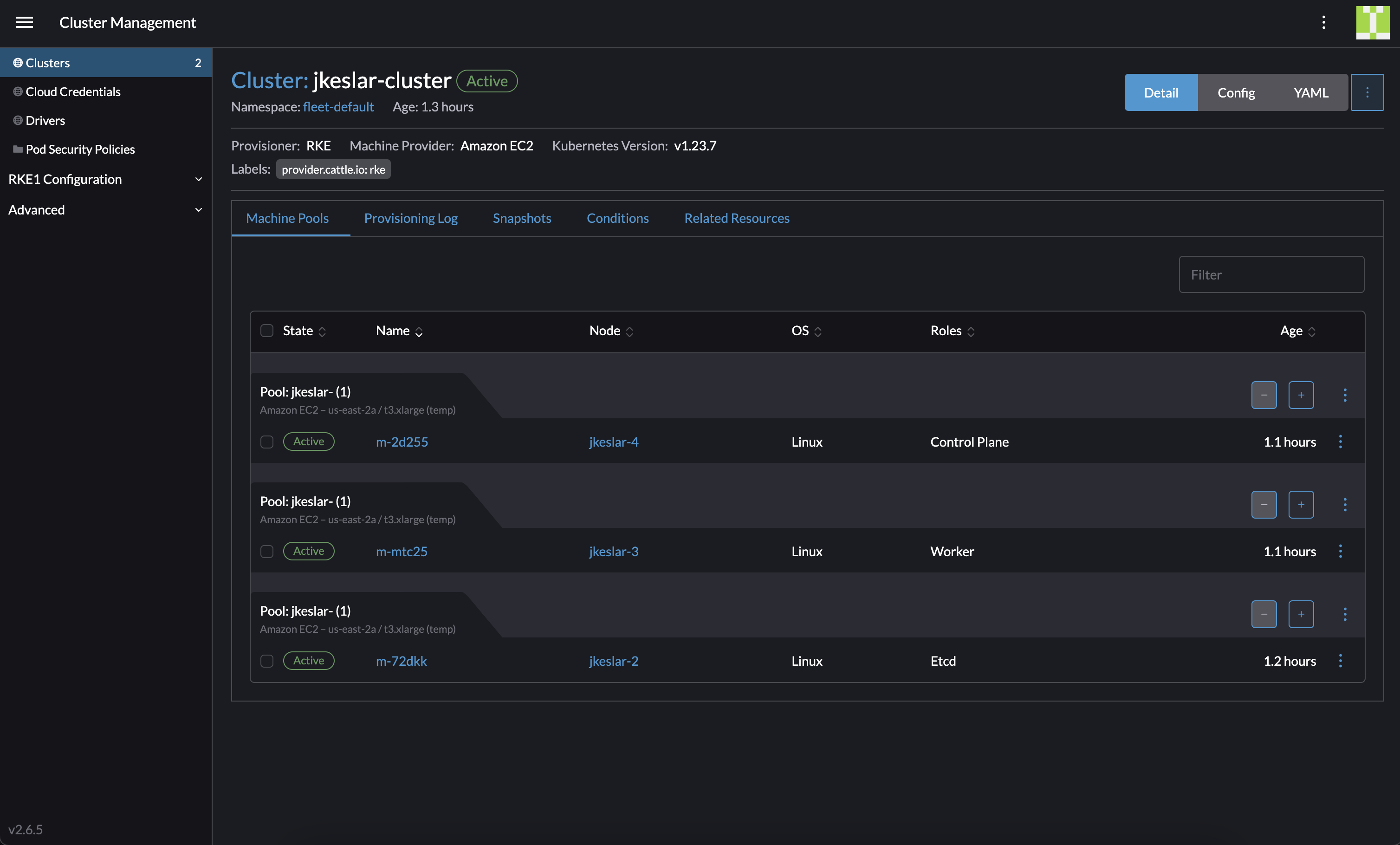 Difficult to get overview of machine pool/machines on cluster detail ...
