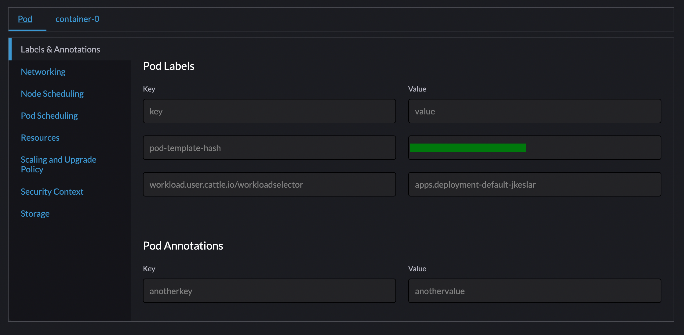 Unable to view or assign Pod labels or annotations in Edit context · Issue #7094 · rancher ...