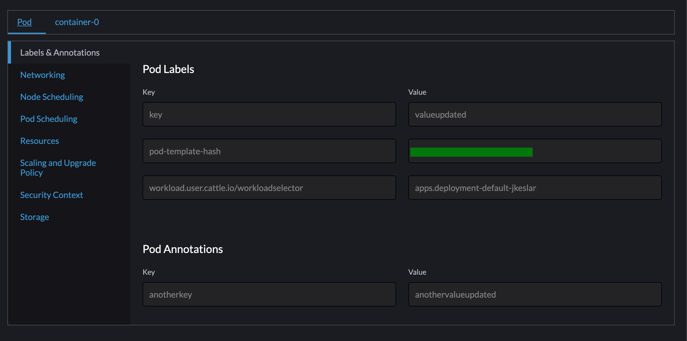 Unable to view or assign Pod labels or annotations in Edit context · Issue #7094 · rancher ...