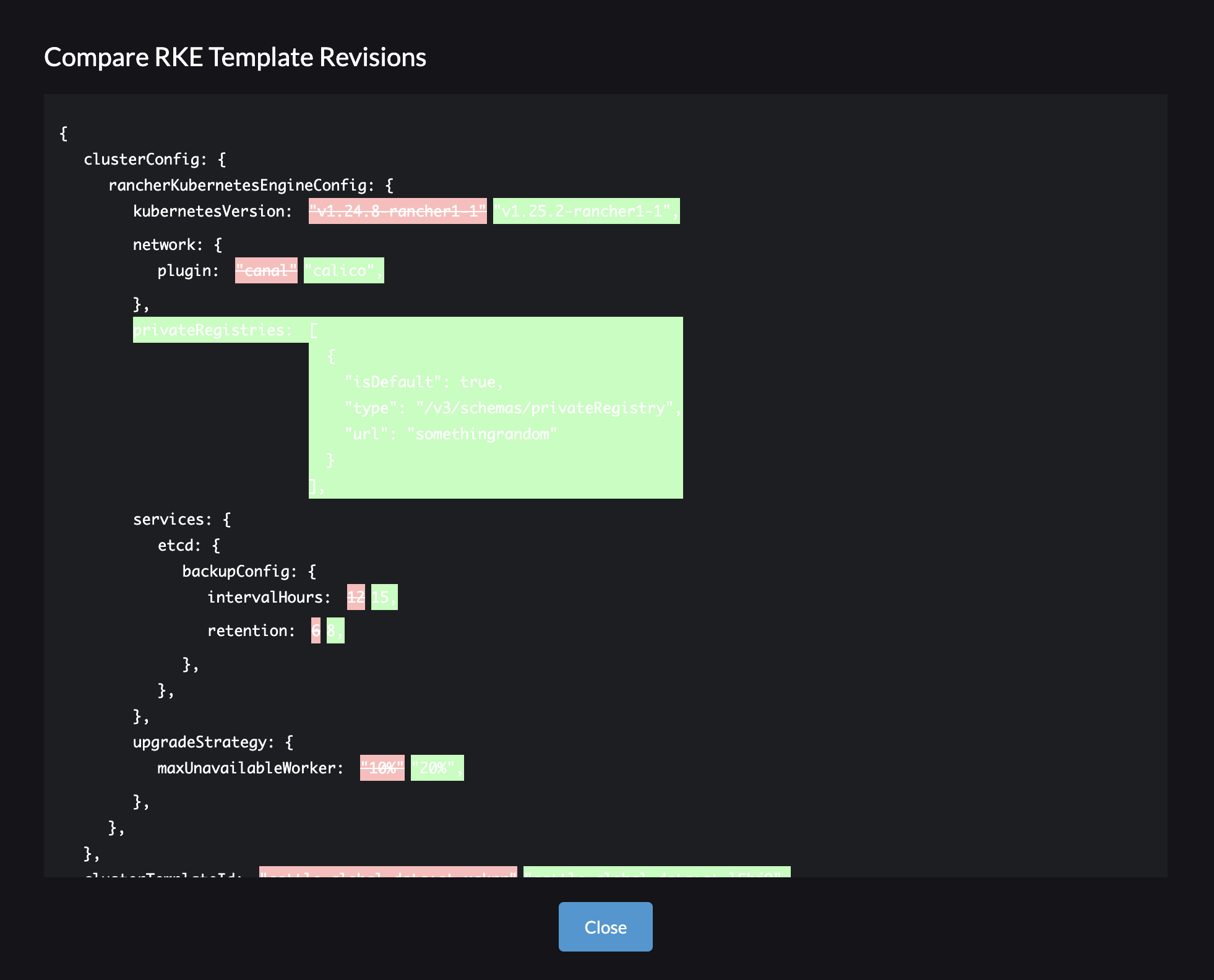 [RFE] Compare RKE templates in UI (diff) · Issue #5954 · rancher ...