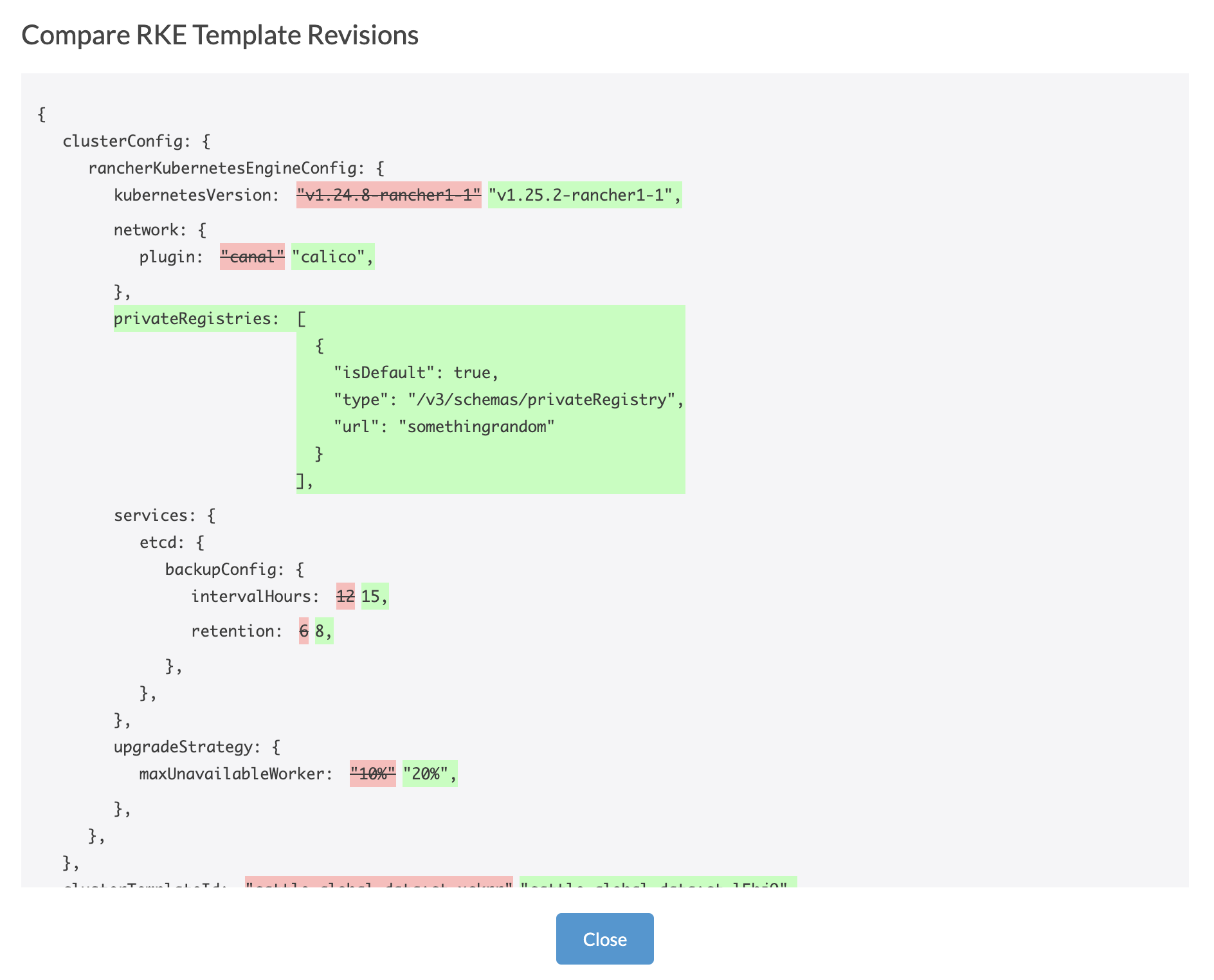 [RFE] Compare RKE templates in UI (diff) · Issue #5954 · rancher ...