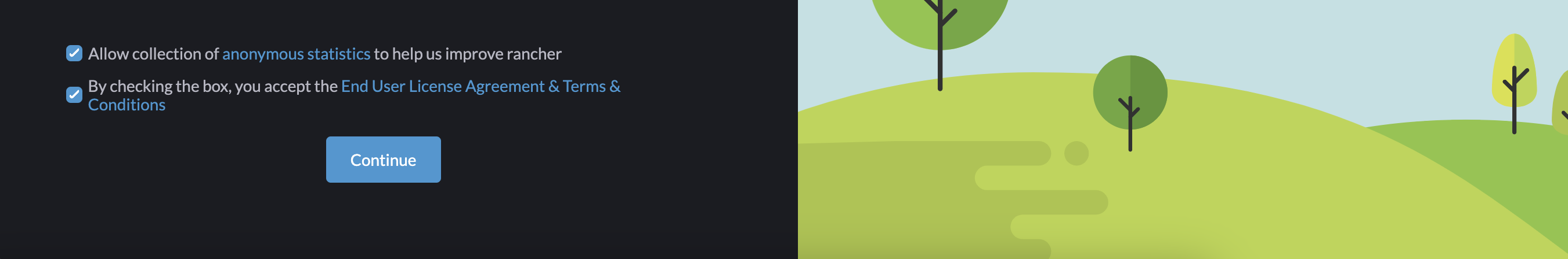 [BUG] "Allow collection of anonymous statistics" message is missing from UI upon fresh install ...