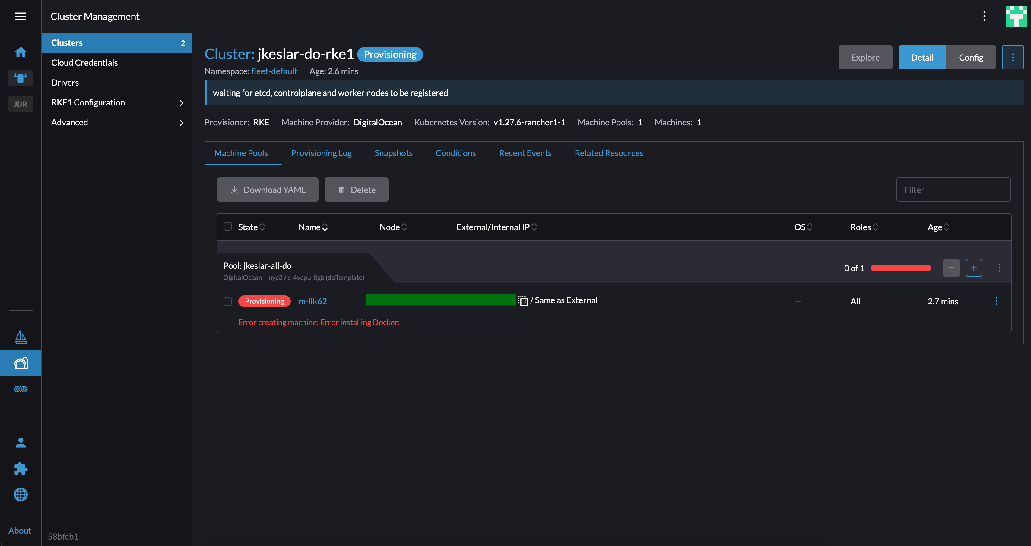 Bug Downstream Rke1 Digital Ocean Cluster Fails To Provision With Ubuntu 2204 Image · Issue 