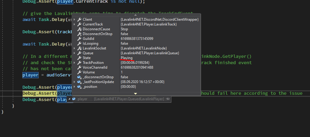 QueuedLavalinkPlayer.State property incorrect after skip · Issue #51 ...
