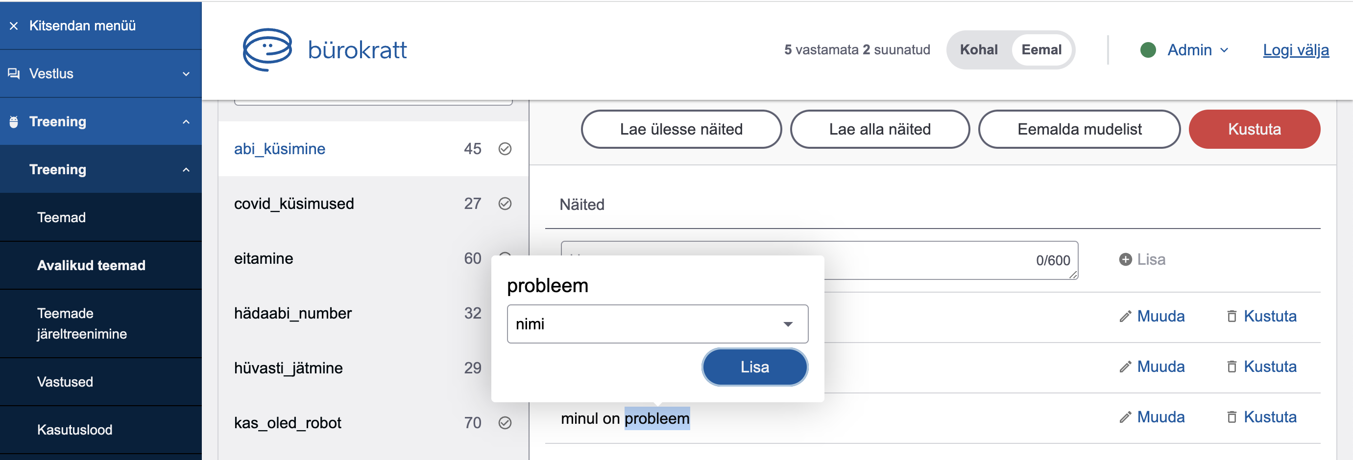 GUI for Intents (Local and Common view) · Issue #53 · buerokratt/Training-Module · GitHub