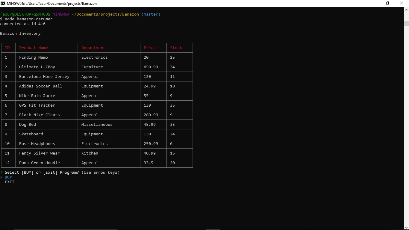 GitHub - facurodri/Bamazon