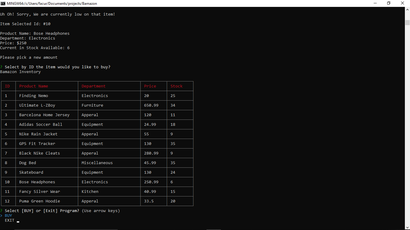 GitHub - facurodri/Bamazon