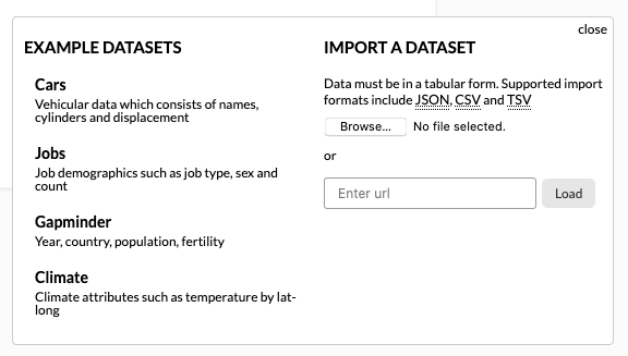 link vega-datasets to the pipeline modal example dataset list · Issue ...