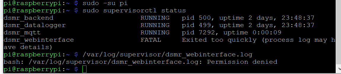 Dsmrwebinterface Fatal Exited Too Quickly Process Log May Have Details · Issue 1031