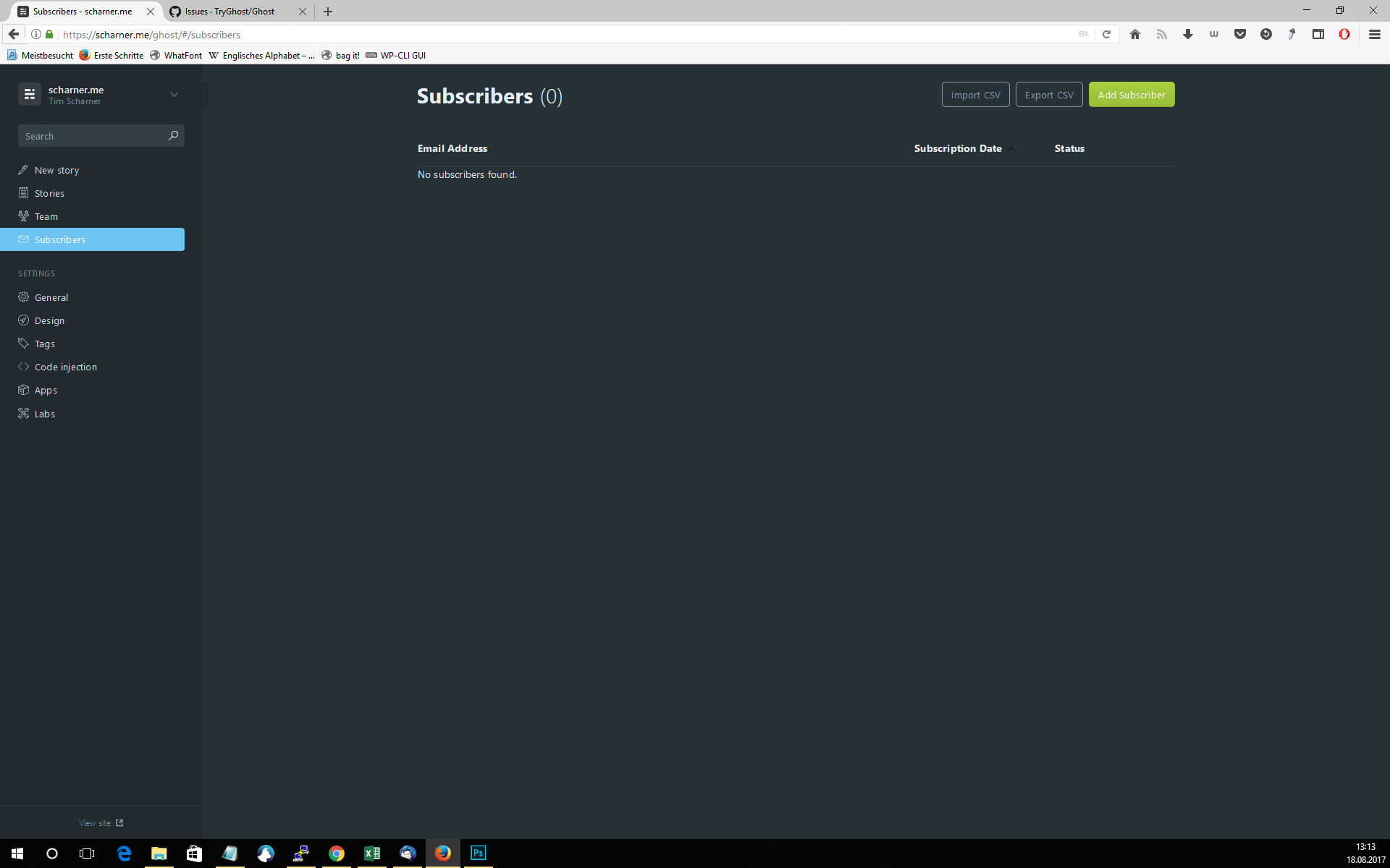 Subscriber Table Css Issue In Darkmode · Issue 8919 · Tryghostghost 3194