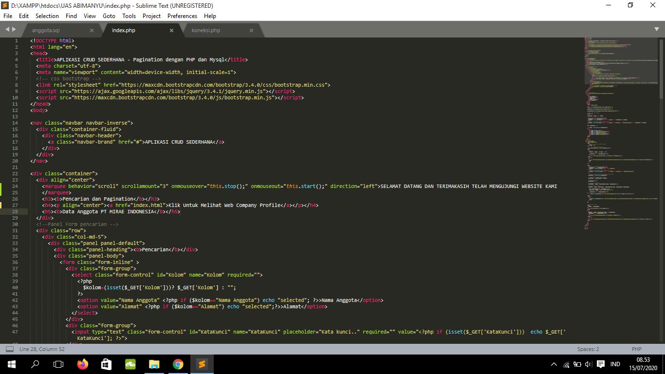 GitHub - Abimanyuyoga/UAS-Matkul-Teknologi-Web: Nama : Abimanyu Yoga Dito Pratama / Nim ...