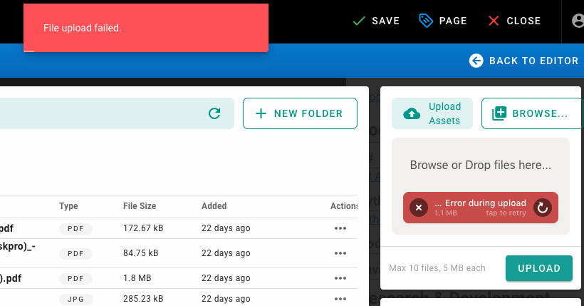Insert Assets- Upload a file - Failure · Issue #1690 · requarks/wiki · GitHub