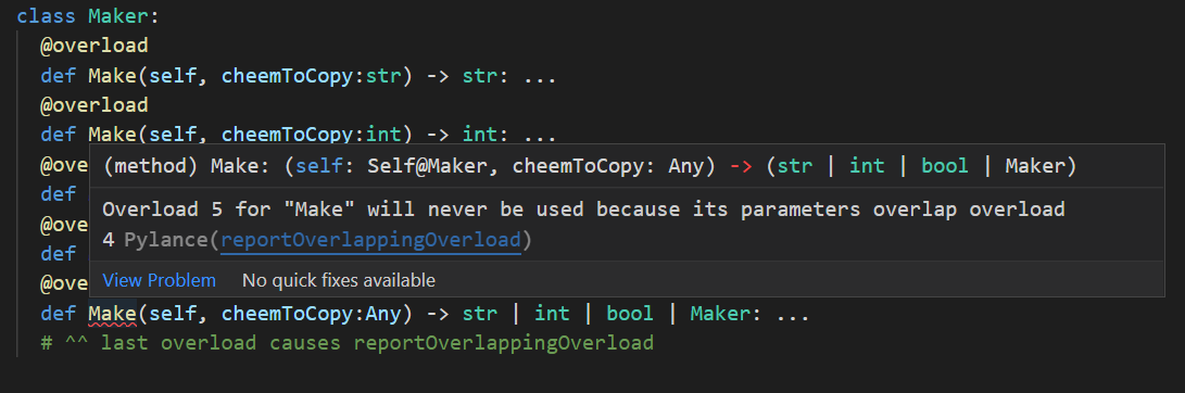 Overloads with Parameters of type `Type[Any]` are overlapped by ...