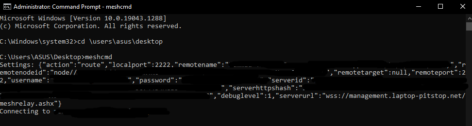 MeshCMD.exe not connecting to Mesh Central Server for port maps on Windows · Issue #3218 ...