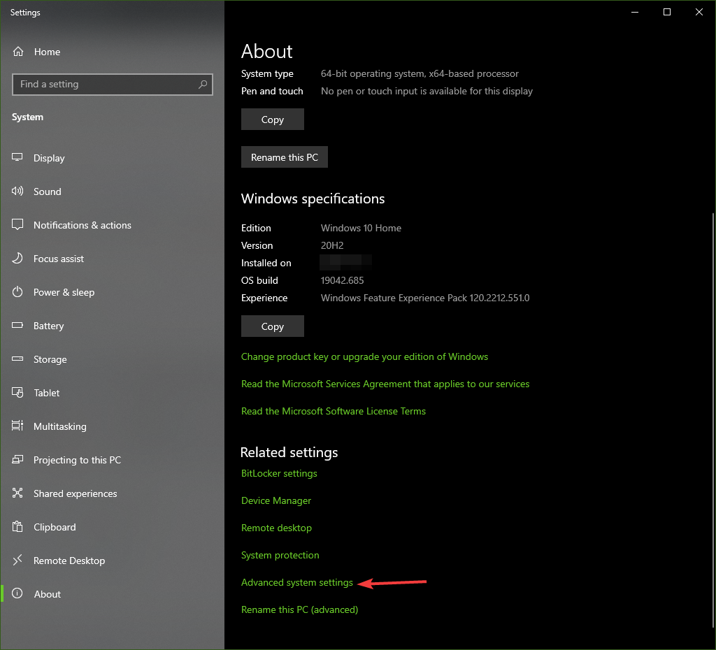 "This PC" icon RMB -> "Properties" opens Metro Settings -> About ...