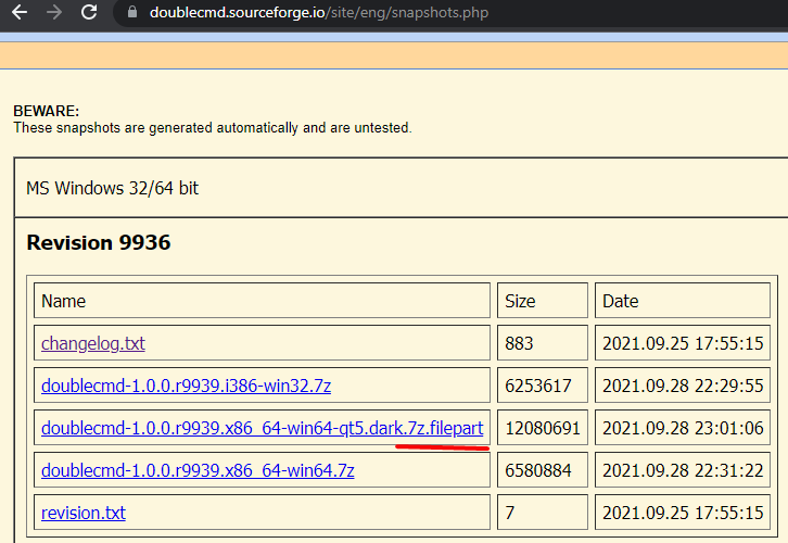 Snapshot download link has *.part as file extension · Issue #189 · doublecmd/doublecmd · GitHub