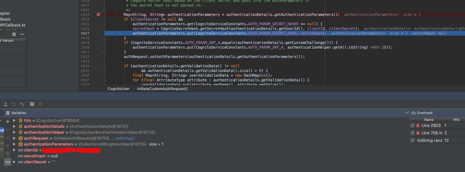 UnsupportedOperationException when try to use CognitoUserPool with awsconfiguration file without ...