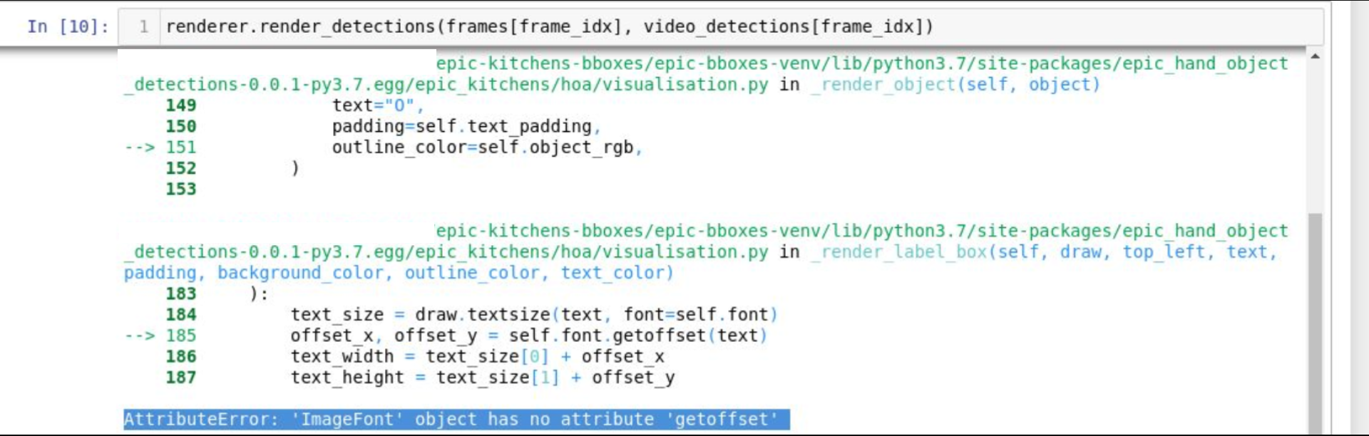 Imagefont Has No Attribute Getoffset · Issue 15 · Epic Kitchensepic Kitchens 100 Hand Object 