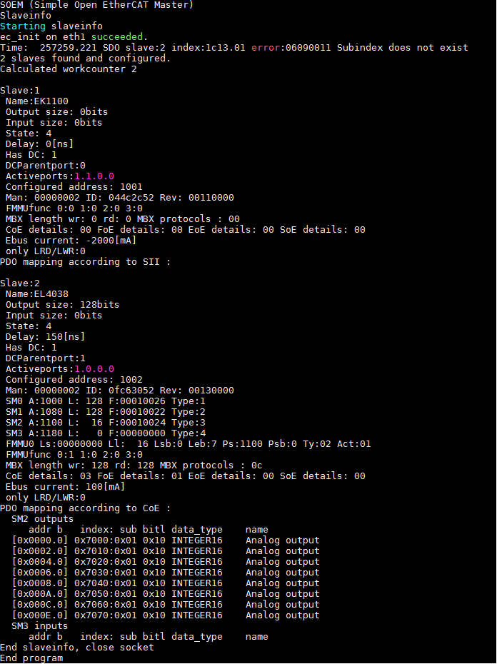 PDO for output is ignored by EL4038 in OP state · Issue #183 · OpenEtherCATsociety/SOEM · GitHub