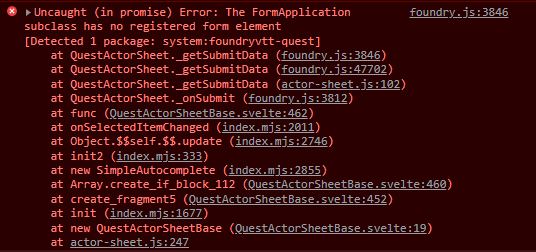 Character Sheets don't Open - Foundry v9 · Issue #1 · jsavko/foundryvtt-quest · GitHub