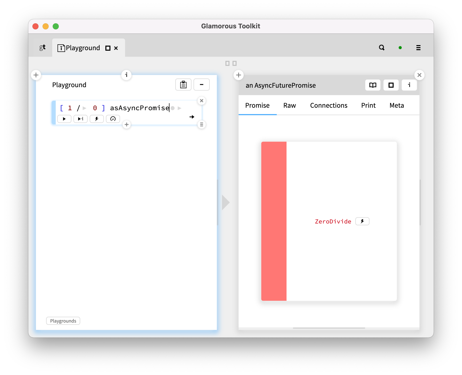 Promises: Exceptions on rejected values · Issue #2215 · feenkcom/gtoolkit · GitHub