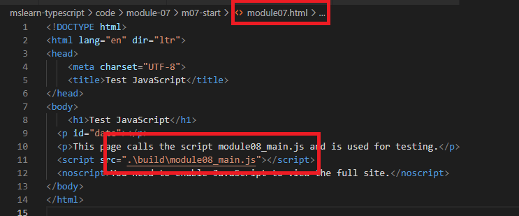 Module 07 HTML file is wrong · Issue #7 · MicrosoftDocs/mslearn-typescript · GitHub