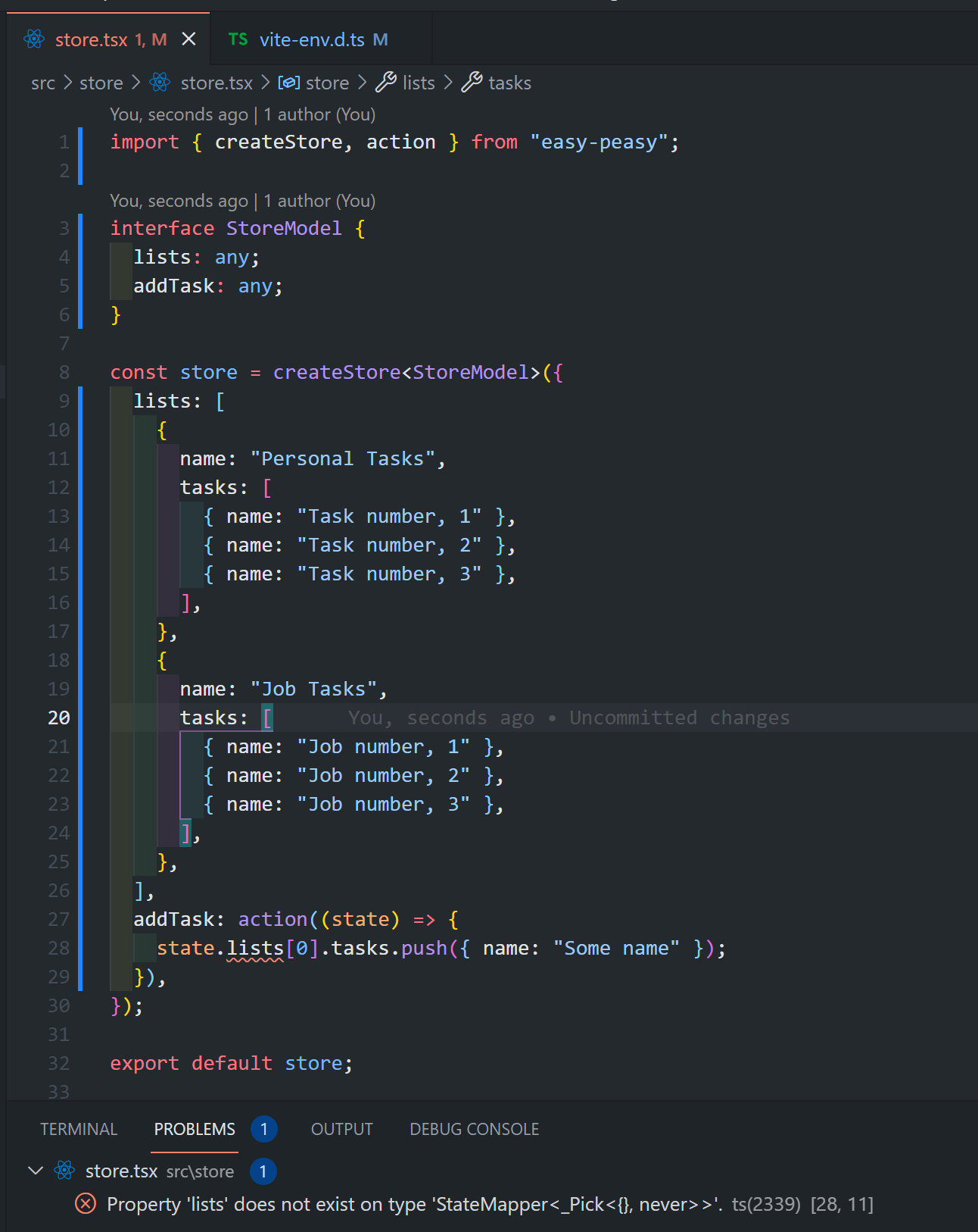 Why typescript is throwing an error? · Issue #689 · ctrlplusb/easy-peasy · GitHub