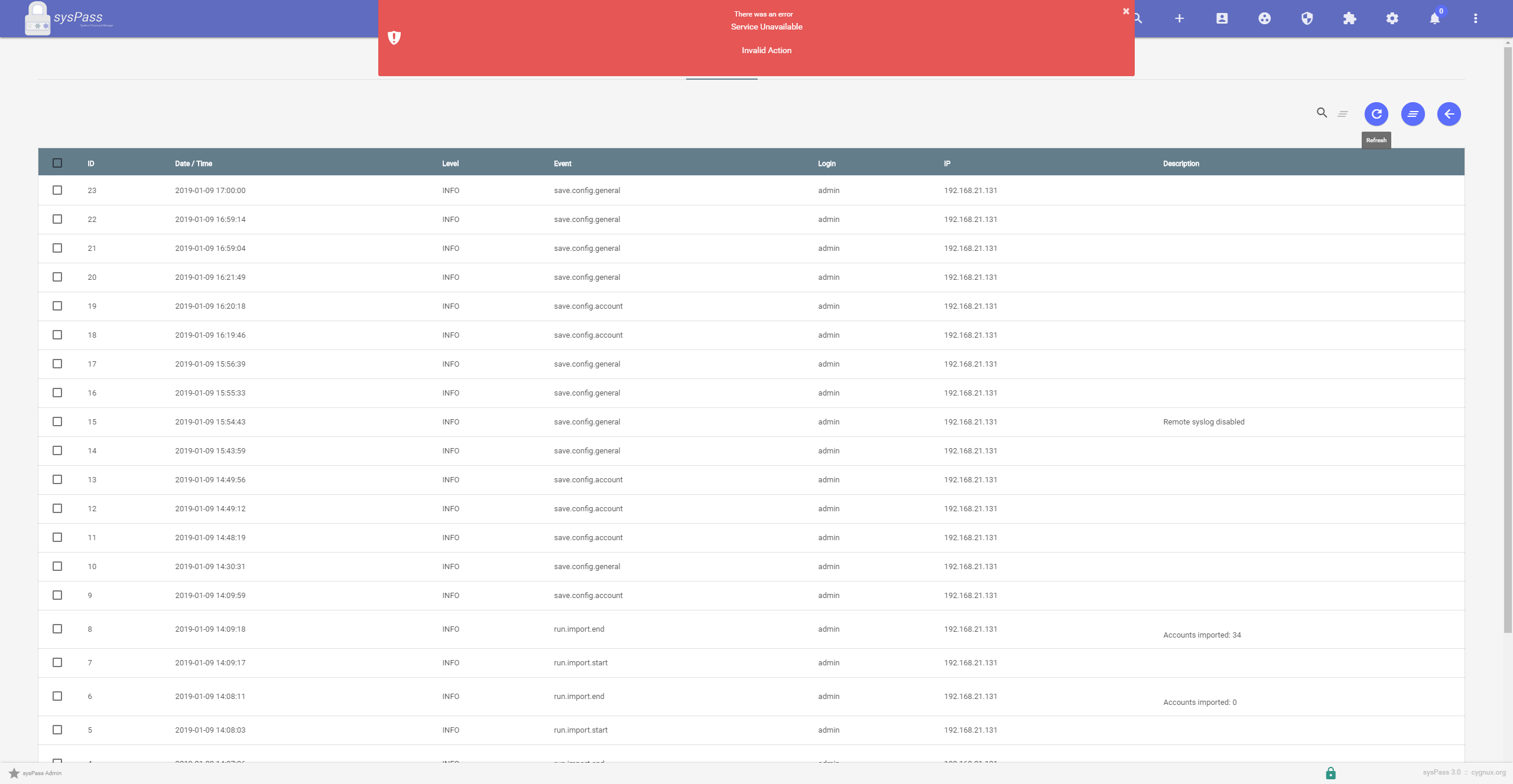 Error message after access Security and Audit · Issue #1182 · nuxsmin/sysPass · GitHub