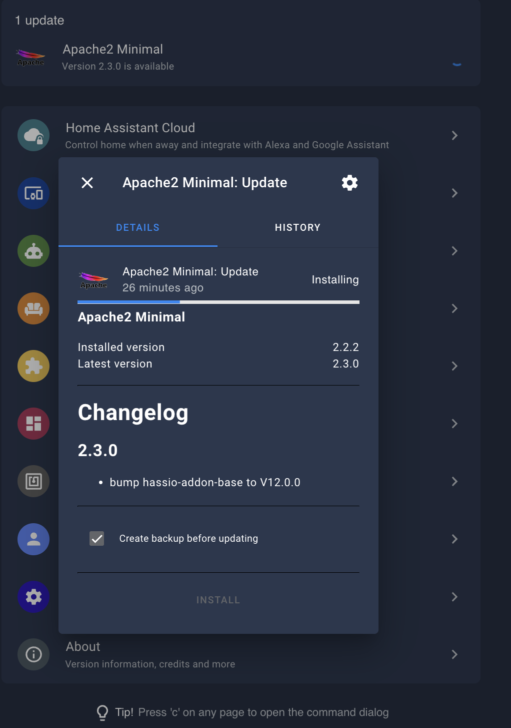 Apache2 Version 2.3.0 won't upgrade from 2.2.2 · Issue #72 · FaserF/hassio-addons · GitHub