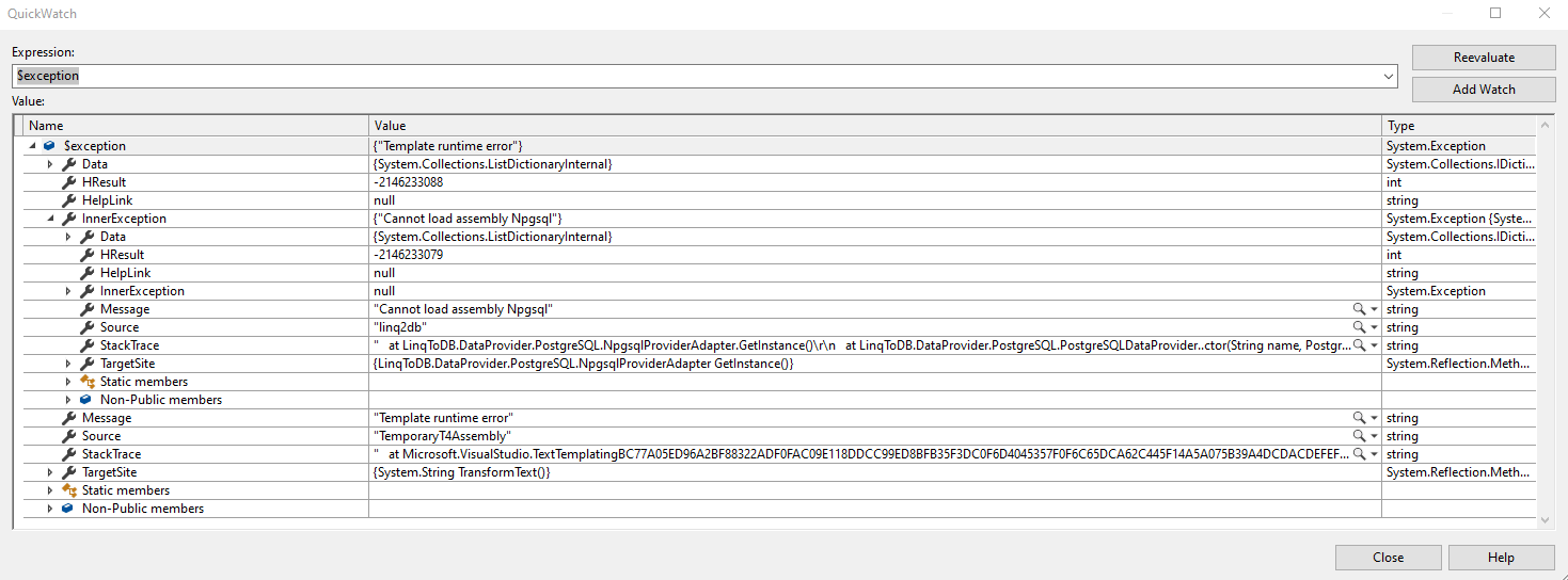 T4 Error - Cannot load assembly Npgsql · Issue #2500 · linq2db/linq2db · GitHub