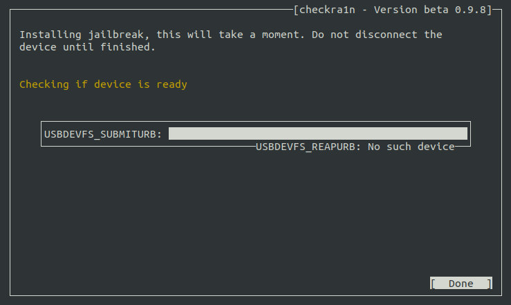 Done after “checking if device is ready” and jailbreak not installed with no errors · Issue #881 ...