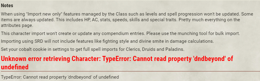 Error when importing character: TypeError: Cannot read property 'dndbeyond' of undefined · Issue ...