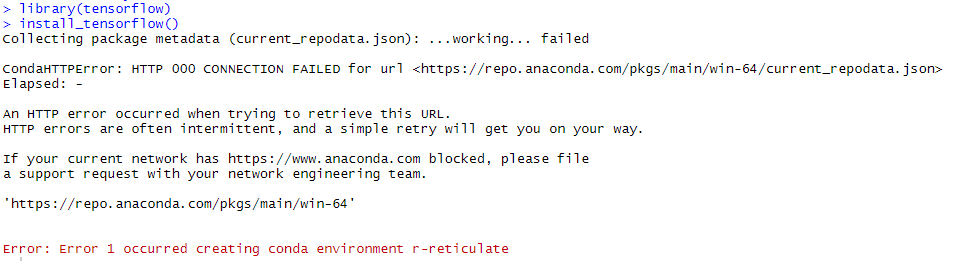 Install Tensorflow Error Collecting Package Metadata Current Repodata Json Working