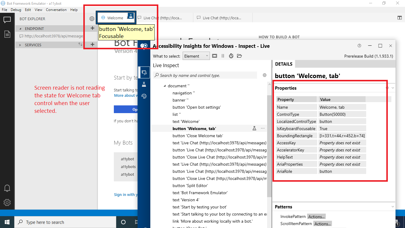 [MAS4.1.2][Screen reader-Welcome] Screen reader is not reading the state for Welcome tab control ...