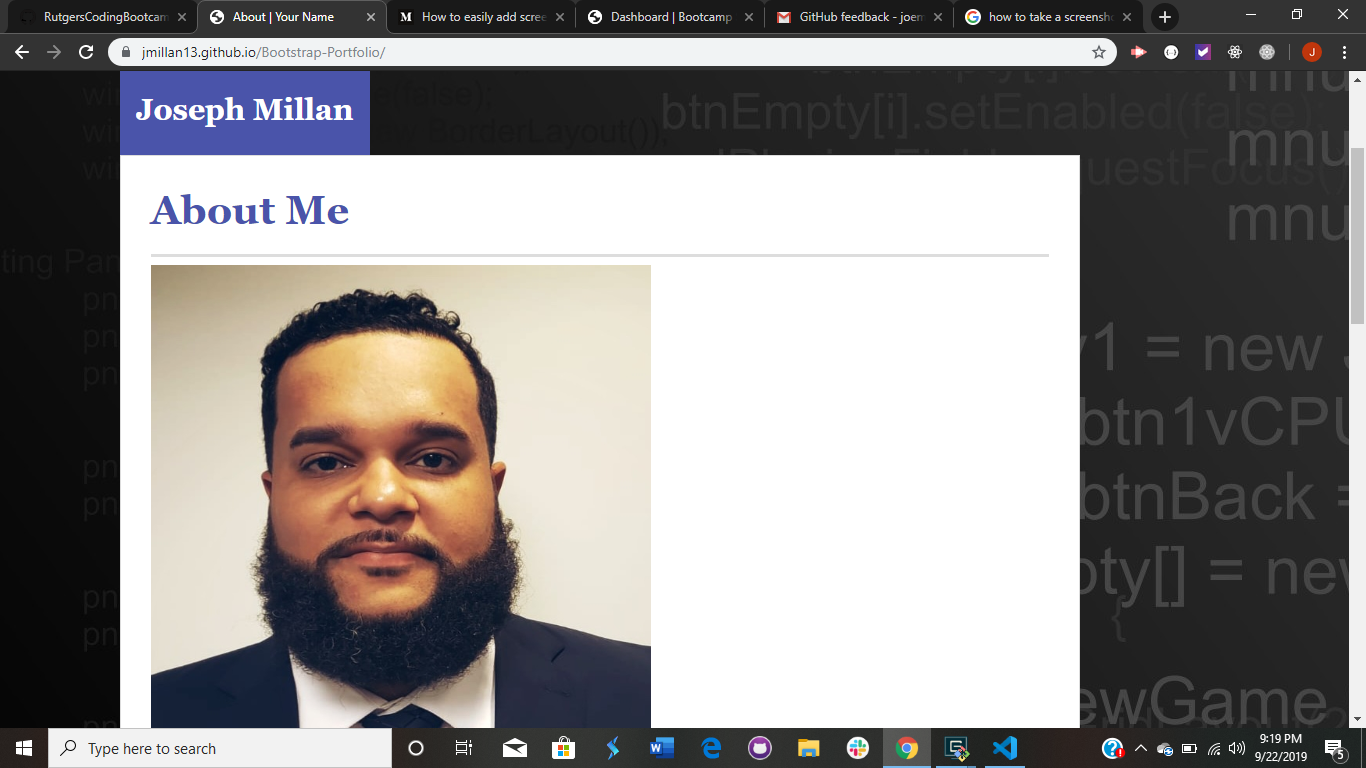 GitHub - JMillan13/Bootstrap-Portfolio