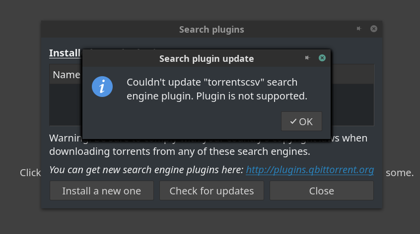 Search: Impossible to list update and/or install new search plugins · Issue #11451 · qbittorrent ...