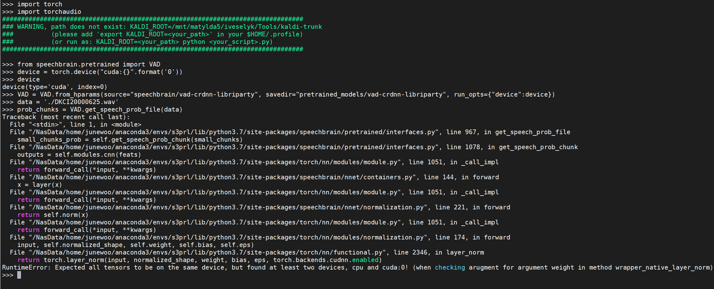 Questions on VAD (sample_rate, length of channels, device) · Issue ...