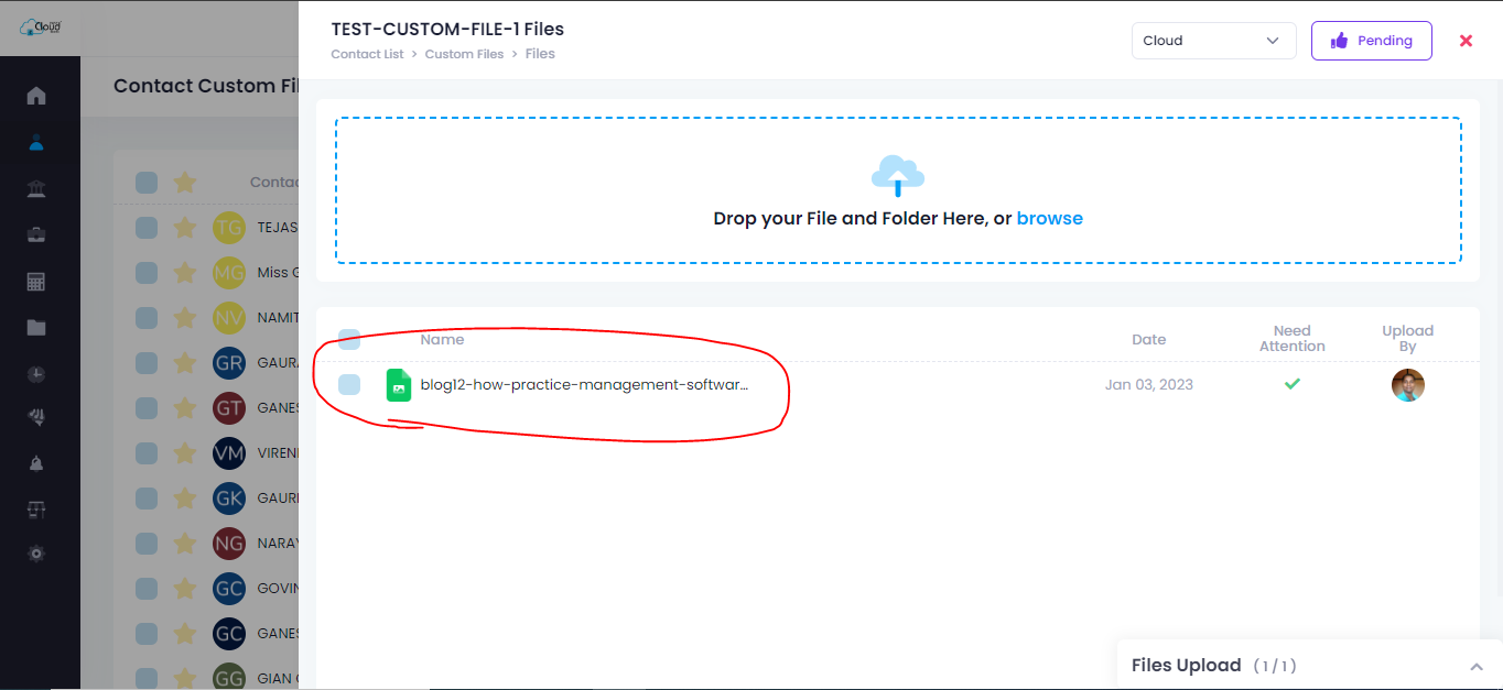 Contact Custom File Page There Should Be A Hover Text When We Hover On Image Name In File