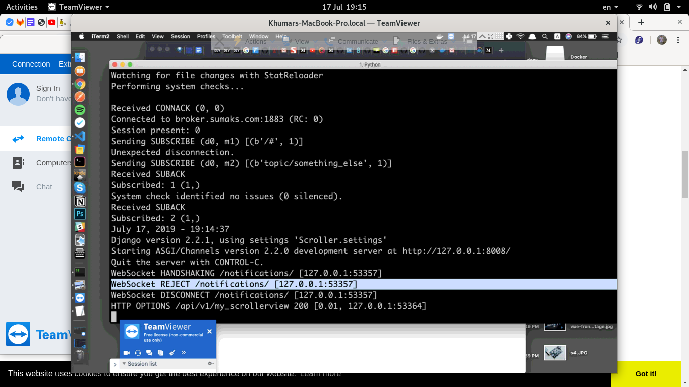 websocket reject and disconnect connection with vue.js · Issue #1321 · django/channels · GitHub