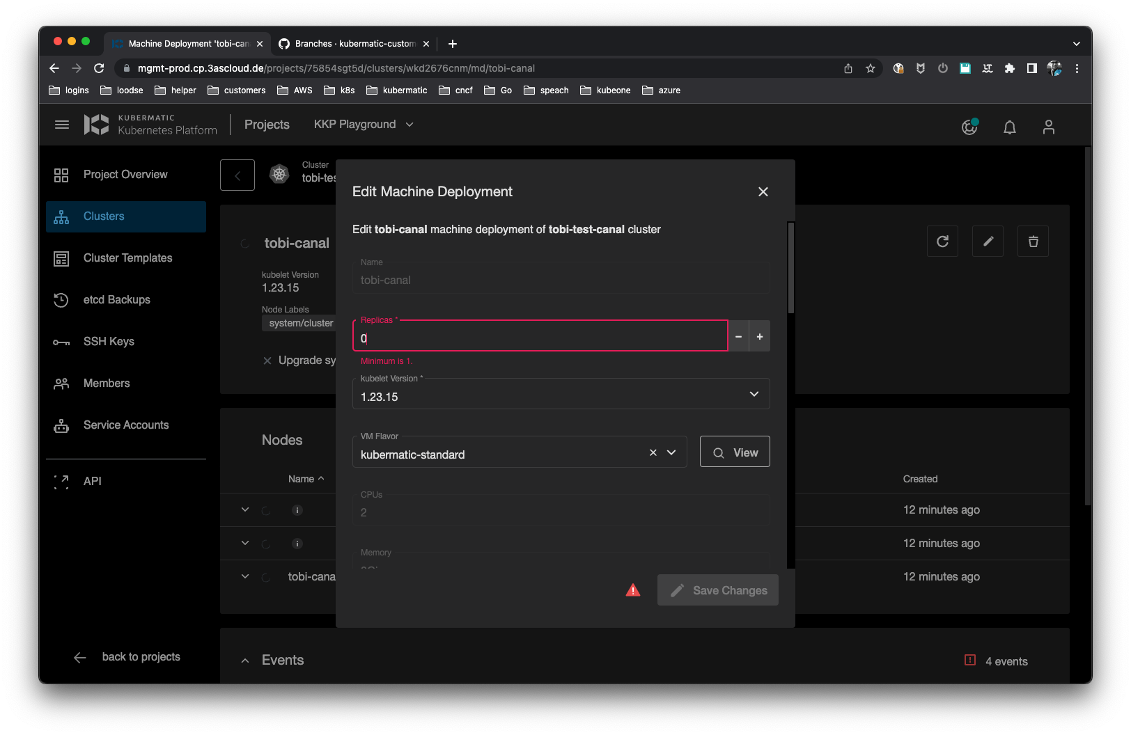 Scale to 0 Machine Deployment should be allowed · Issue #5463 · kubermatic/dashboard · GitHub