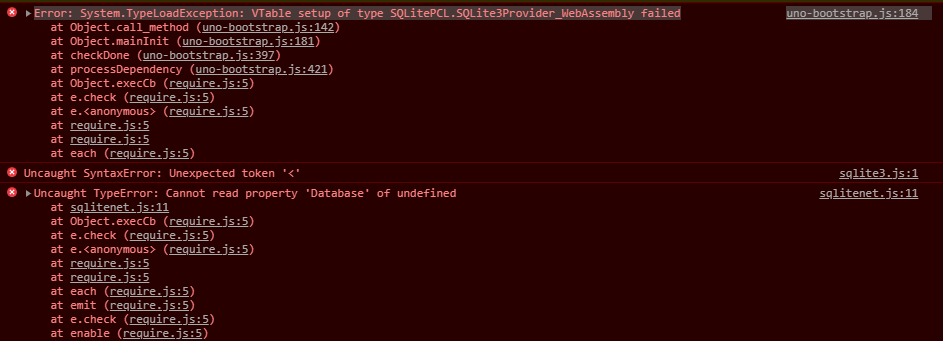 Runtime error using the library · Issue #8 · unoplatform/Uno.SQLitePCLRaw.Wasm · GitHub