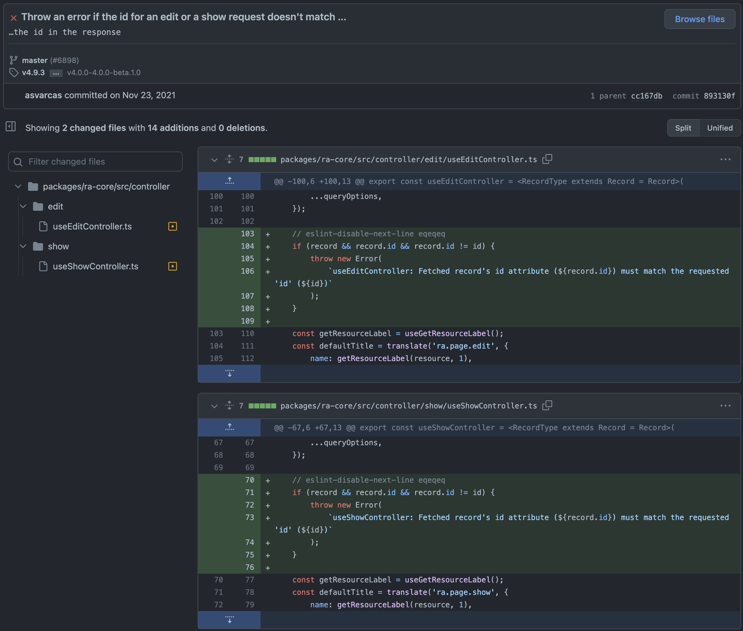 Disable The Check That Now Results In An Uncaught Error In Useeditcontroller Fetched Records