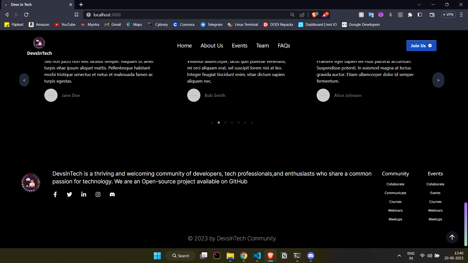 [bug] Footer Alignment Looks Weird On Large Screens · Issue 257 · Devs In Tech Devsintech · Github