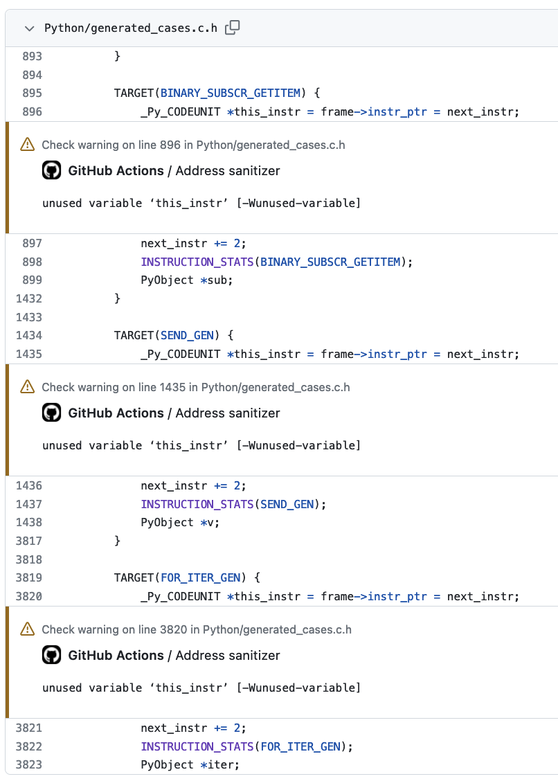New Warning `unused Variable ‘thisinstr` In `generatedcasesch` · Issue 111537 · Python