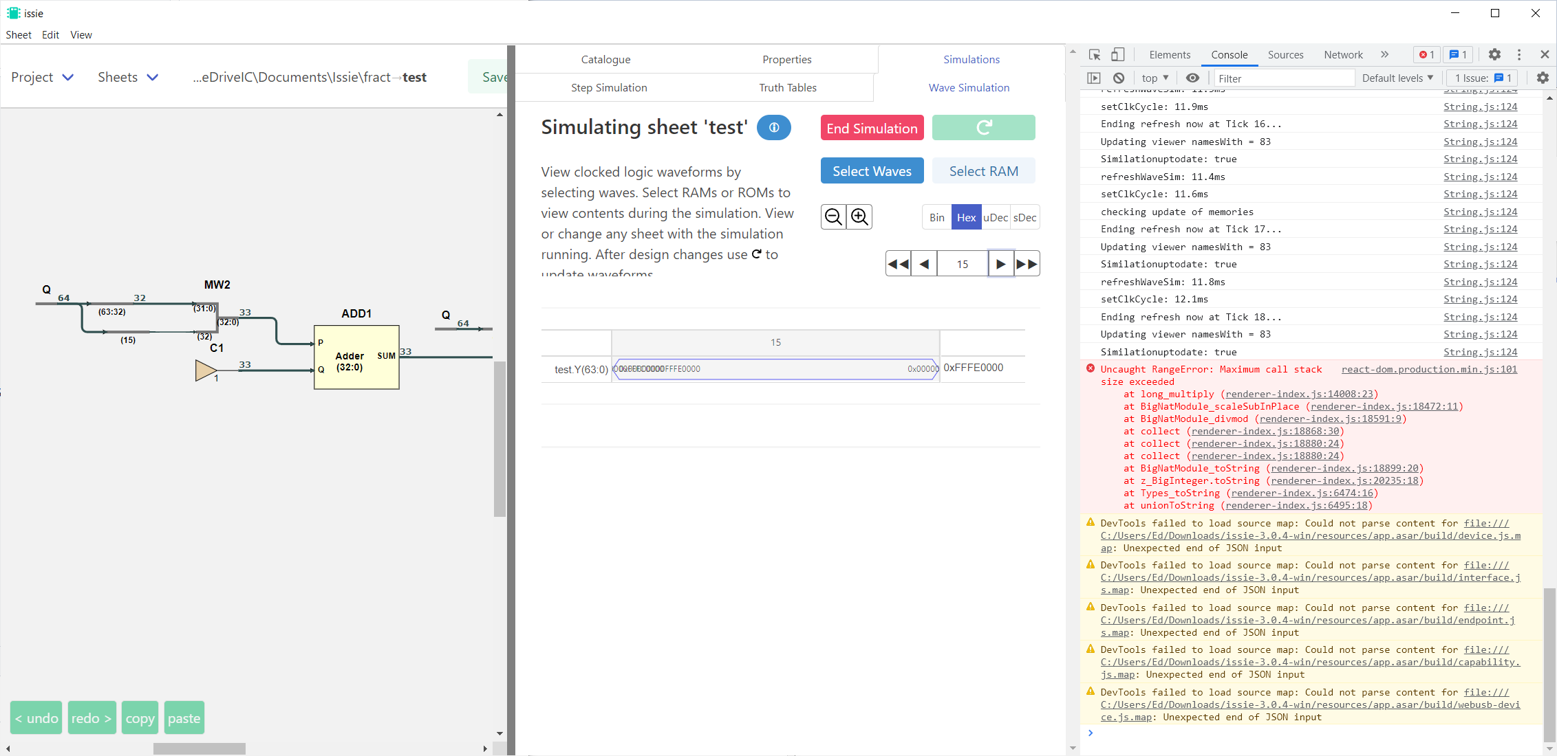 Crash when simulating wide datapaths · Issue #259 · tomcl/issie · GitHub