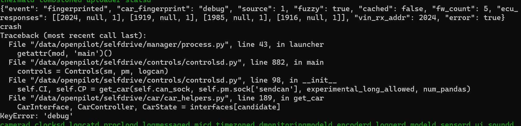 controlsd crash on fingerprint miss · Issue #28560 · commaai/openpilot · GitHub