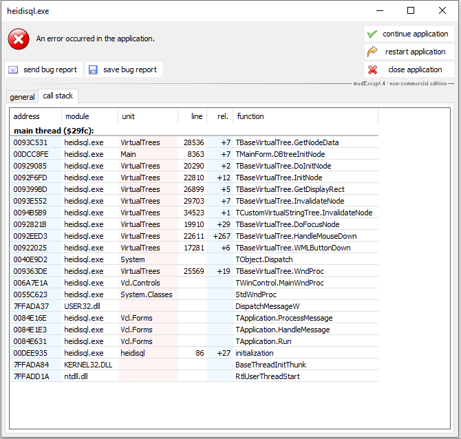 EAccessViolation - Access violation at address 000000000093C531 · Issue #672 · HeidiSQL/HeidiSQL ...